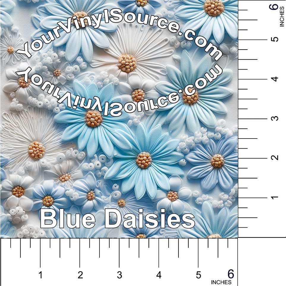 Blue Daisies printed vinyl 3 sizes – Your Vinyl Source